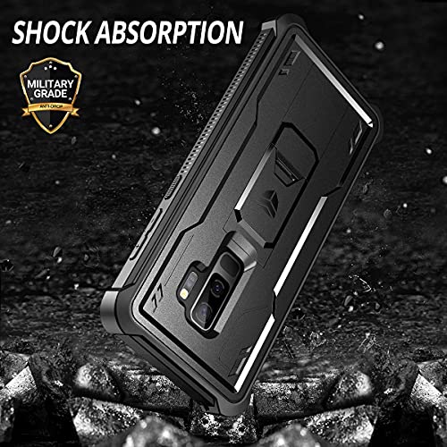 Dexnor for Samsung Galaxy S9+ Plus Case, [Built in Screen Protector and Kickstand] Heavy Duty Military Grade Protection Shockproof Protective Cover for Samsung Galaxy S9 Plus Black