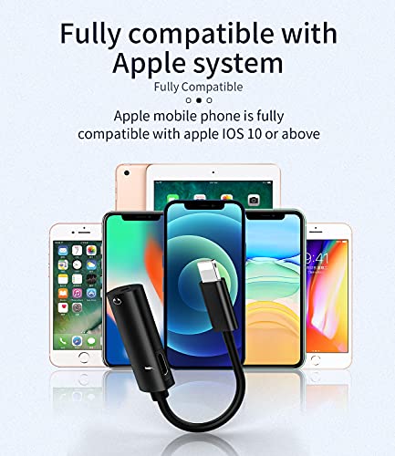 Headphone Adapter for Lightning to 3.5mm AUX Audio Jack and Charger Dongle Earphone Splitter for iPhone 11 12 Mini pro max xs xr x se 7 8 Plus Ipad Air Power Charging Connector Apple MFI Certified