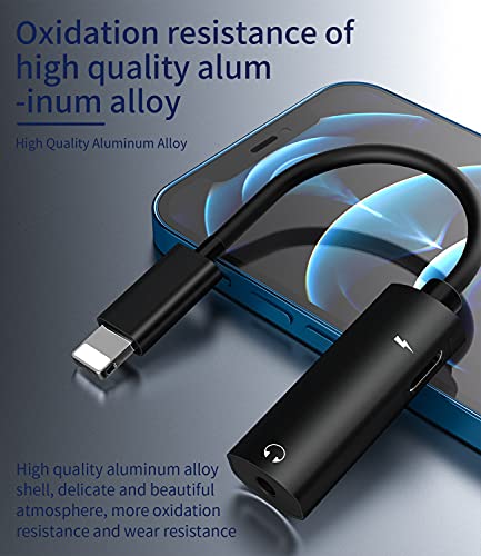 Headphone Adapter for Lightning to 3.5mm AUX Audio Jack and Charger Dongle Earphone Splitter for iPhone 11 12 Mini pro max xs xr x se 7 8 Plus Ipad Air Power Charging Connector Apple MFI Certified