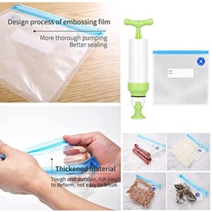 20 PCS Reusable Vacuum Food Sealer Bags, Sous Vide Bags, Plastic Freezer Bags, Kitchen Food Storage Bags with Handheld Pump(10 medium + 10 large)