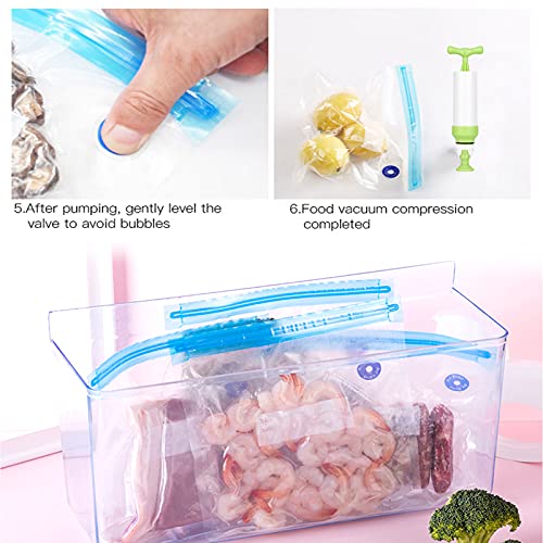 20 PCS Reusable Vacuum Food Sealer Bags, Sous Vide Bags, Plastic Freezer Bags, Kitchen Food Storage Bags with Handheld Pump(10 medium + 10 large)