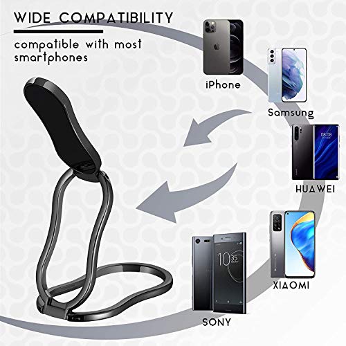 Phone Ring Holder Finger Kickstand, Foldable Cell Phone Stand 360° Rotation Metal Phone Back Grip for Magnetic Car Mount Phone Finger Ring Grip Compatible with iPhone and All Smart Phones (Black)