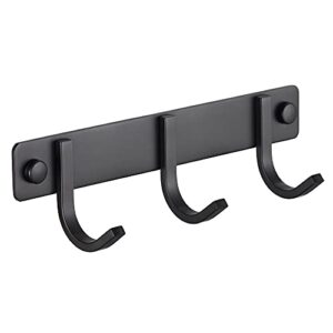 304 stainless steel black bathroom hook bathroom toilet towel hook coat hook row hook bath towel hook one-piece hook kitchen storage hook key school bag hook (black, 3-row hook)…