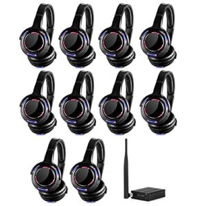 ayvvpii 10pcs bundle wireless silent disco led flashing light headphones with 1 transmitter 500m distance