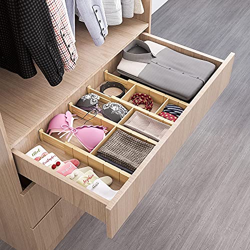 ecozoi Bamboo Drawer Divider Organizers, Set of 6 Dividers with 8 Connectors for Flexible Organizing