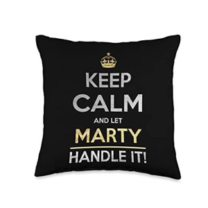 name gifts by qnz keep calm and let marty handle it throw pillow, 16x16, multicolor