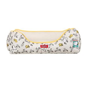 peanuts for pets snoopy & woodstock cuddler dog bed in beige | elevated dog bed with raised rim | plush and comfortable machine washable dog bed for all dogs, 24" x 19" x 8"