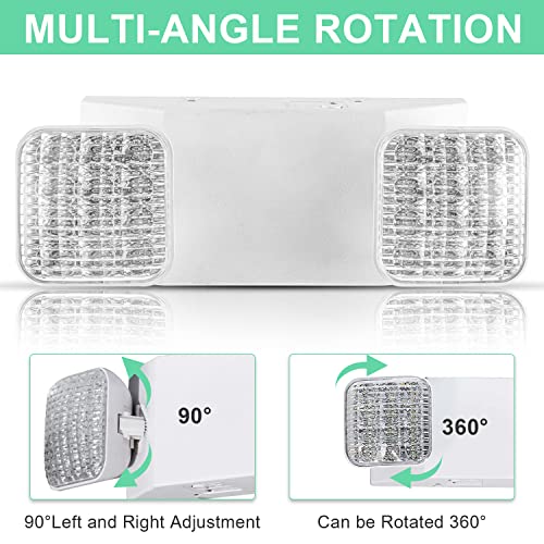 OSTEK LED Emergency Exit Lighting Fixtures with 90 Minutes Long Backup Batteries， US Standard Adjustable Integrated LED Emergency Light，ABS Fire Resistance (1 Pack)