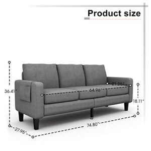 mecor Modern Upholstered Sofa Couch w/Thick Cushion & Deep Seat Mid-Century Convertible Sectional Sofa for Living Room (Grey-3 seat)