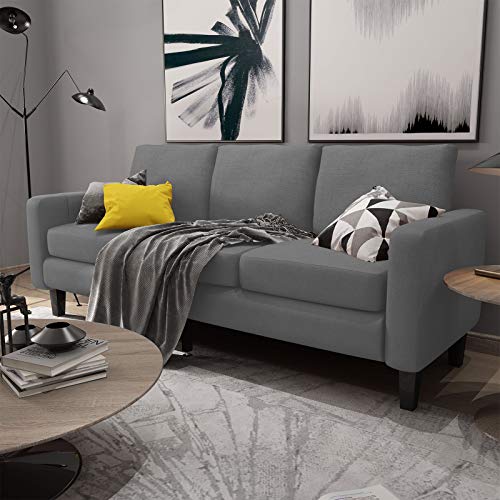 mecor Modern Upholstered Sofa Couch w/Thick Cushion & Deep Seat Mid-Century Convertible Sectional Sofa for Living Room (Grey-3 seat)