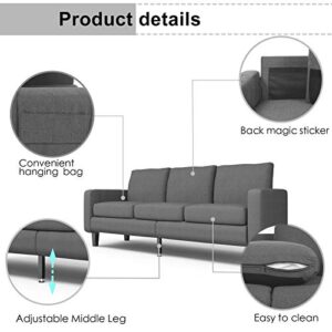 mecor Modern Upholstered Sofa Couch w/Thick Cushion & Deep Seat Mid-Century Convertible Sectional Sofa for Living Room (Grey-3 seat)