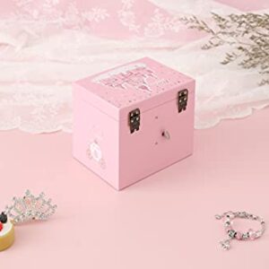 Agitation Unicorn/Princess Wooden Musical Jewelry Box for Girls with Unicorn/Princess Jewelry Set (Pink Princess2)