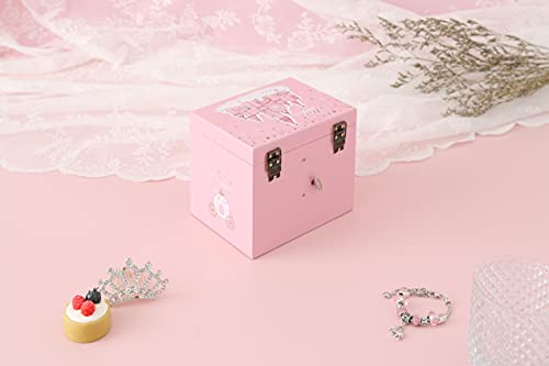 Agitation Unicorn/Princess Wooden Musical Jewelry Box for Girls with Unicorn/Princess Jewelry Set (Pink Princess2)