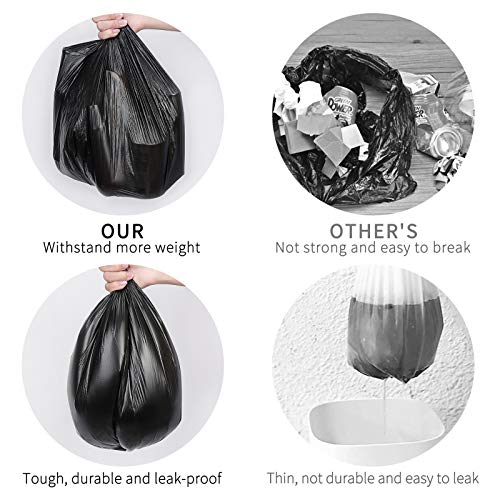 PetsHome Trash Bags, Garbage Bags, 150 Count 4 Gallon [Extra Thick][Leak Proof] Rubbish Bags Wastebasket Bin Liners for Home Office Trash Can Black