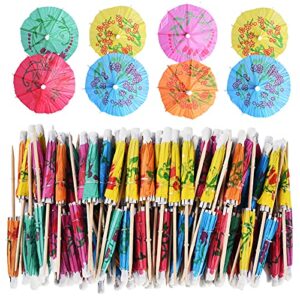 alink 144-pack cocktail drink umbrella picks, cupcake toppers, luau parasols toothpicks for tropical hawaiian tiki party decorations