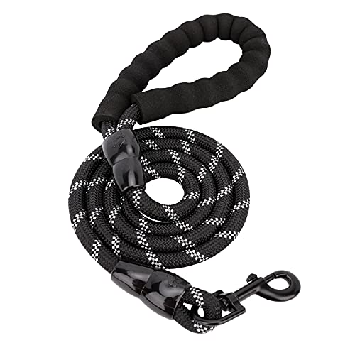 Amazon Basics 5-Foot Reflective Dog Leash with Comfortable Padded Handle, Black, for Large, Medium or Small Dogs