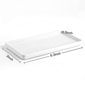 AUXSOUL Vanity Tray, Bathroom Sink Storage Tray, Ceramic Bathtub Tray Organizer Cosmetics Holder for Tissues, Candles, Towel, Soap, Towel Plant Jewelry(Small)