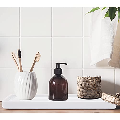 AUXSOUL Vanity Tray, Bathroom Sink Storage Tray, Ceramic Bathtub Tray Organizer Cosmetics Holder for Tissues, Candles, Towel, Soap, Towel Plant Jewelry(Small)