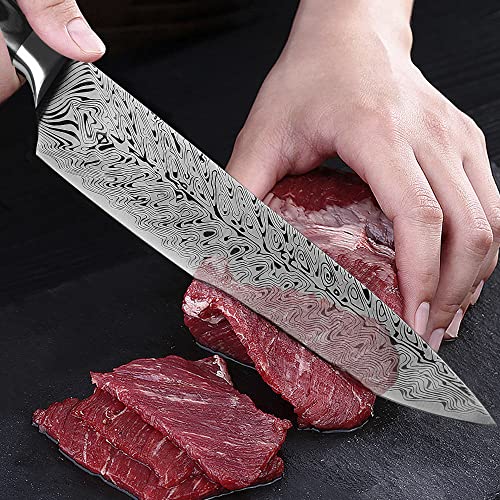 longyier Professional Kitchen Knife High Carbon Stainless Steel Chef Knife Set, 2PCS Ultra Sharp Japanese Knifes with Sheath and Sharpening Steel for Home or Restaurant