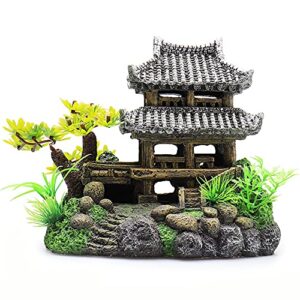 ibwell classical large chinese building resin aquarium castle decorations fish tank ornaments