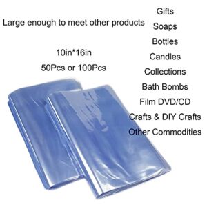 LZAOA Shrink Wrap Bags,50Pcs 10x16Inches Sneaker Heat Shrink for Basketball shoe Collector,Gift,Candles Movie DVDs/CDs Jars Bottles and DIY Crafts