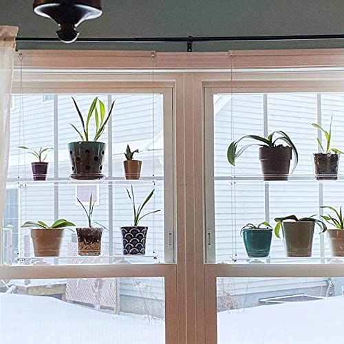 Goosacyon Window Plant Shelf Indoor Transparent Hanging Planter Shelf Displays Storage Rack Acrylic Window Shelves for Living Room Bedroom Bathroom Kitchen (210506SH01-2-10572-1910008621)