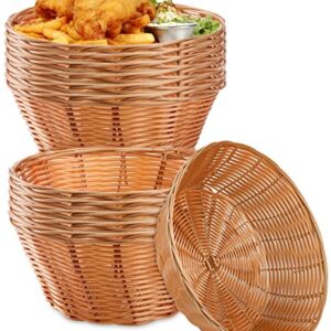 Yesland 12 Pack Plastic Round Basket Small Gift Baskets - 7 Inch Woven Bread Roll and Food Serving Baskets - Food Storage Basket Bin for Kitchen, Restaurant, Centerpiece Display, Christmas Gifts