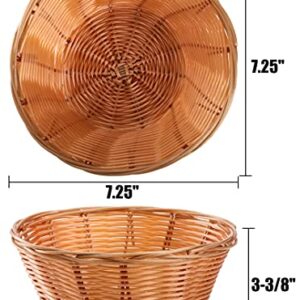 Yesland 12 Pack Plastic Round Basket Small Gift Baskets - 7 Inch Woven Bread Roll and Food Serving Baskets - Food Storage Basket Bin for Kitchen, Restaurant, Centerpiece Display, Christmas Gifts