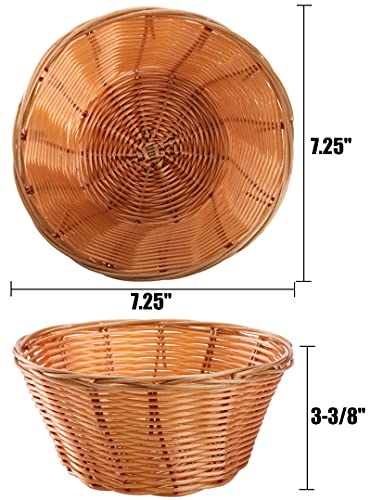 Yesland 12 Pack Plastic Round Basket Small Gift Baskets - 7 Inch Woven Bread Roll and Food Serving Baskets - Food Storage Basket Bin for Kitchen, Restaurant, Centerpiece Display, Christmas Gifts