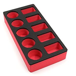 Polar Whale 2 Lotion and Body Spray Stand Organizers Tray Red Black Durable Foam Washable Waterproof Insert for Home Bathroom Bedroom Office 12 x 6 x 2 Inches 10 Slots 2pc Pair Set