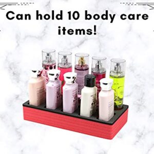 Polar Whale 2 Lotion and Body Spray Stand Organizers Tray Red Black Durable Foam Washable Waterproof Insert for Home Bathroom Bedroom Office 12 x 6 x 2 Inches 10 Slots 2pc Pair Set