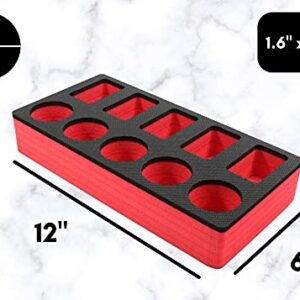 Polar Whale 2 Lotion and Body Spray Stand Organizers Tray Red Black Durable Foam Washable Waterproof Insert for Home Bathroom Bedroom Office 12 x 6 x 2 Inches 10 Slots 2pc Pair Set