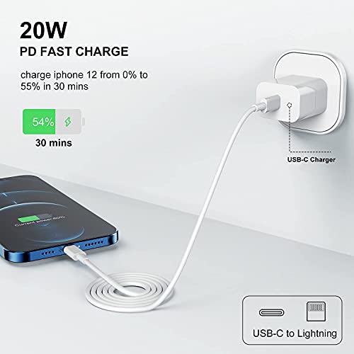 iPhone Fast Charger, [Apple MFi Certified] 20W Wall Charger Plug Block with USB C to Lightning Cable Cord 6ft, iPhone 14 Charging Block Power Adapter Cube for iPhone 14 Pro Max/13 Pro/12 Mini/11,iPad