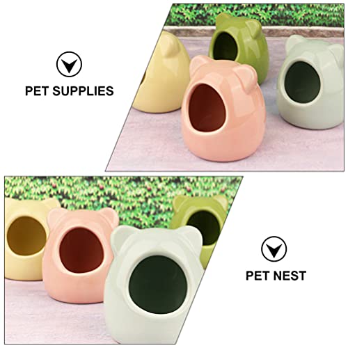 iplusmile ) House Accessories Hamster Summer Small Animal Hideout Ceramic Hamster Hideout Mini Hut Cage for Mini Animals Guinea Pig Gerbil Ferret (2pcs, Tiny