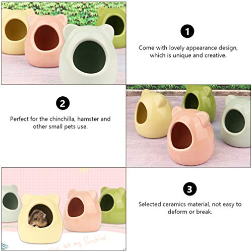 iplusmile ) House Accessories Hamster Summer Small Animal Hideout Ceramic Hamster Hideout Mini Hut Cage for Mini Animals Guinea Pig Gerbil Ferret (2pcs, Tiny