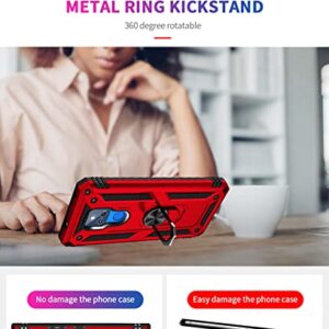 YZOK Compatible with Moto G Play Case,with HD Screen Protector,[Military Grade] Ring Car Mount Kickstand Hybrid Hard PC Soft TPU Shockproof Protective Case for Motorola Moto G Play 2021 (Red)