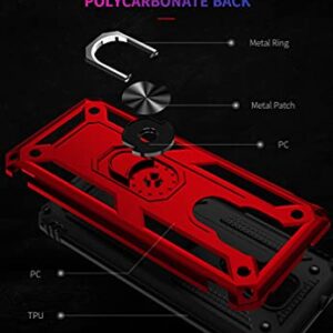 YZOK Compatible with Moto G Play Case,with HD Screen Protector,[Military Grade] Ring Car Mount Kickstand Hybrid Hard PC Soft TPU Shockproof Protective Case for Motorola Moto G Play 2021 (Red)