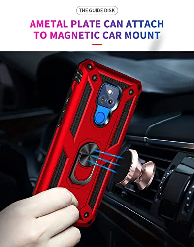 YZOK Compatible with Moto G Play Case,with HD Screen Protector,[Military Grade] Ring Car Mount Kickstand Hybrid Hard PC Soft TPU Shockproof Protective Case for Motorola Moto G Play 2021 (Red)