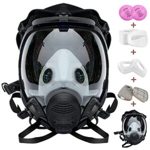 bgs13 reusable full face cover 17 in 1, full face respirator, paint face cover for painting, machine polishing, woodworking, welding, decoration work, and other work protection