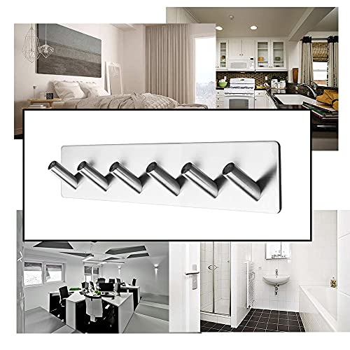 Stainless Steel Wall Mounted Hooks Rail Heavy Duty Metal Hanger Rack for Hanging Coats, Towels, Keys