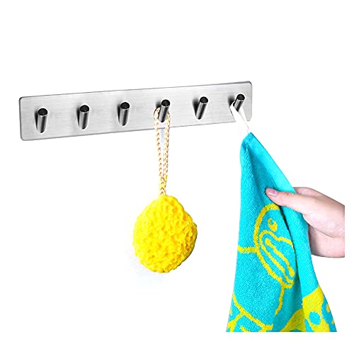 Stainless Steel Wall Mounted Hooks Rail Heavy Duty Metal Hanger Rack for Hanging Coats, Towels, Keys