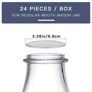 MAEXUS 24 Pack Regular Mouth Mason Jar Lids, Canning Lids Regular Mouth, Ball Jar Lids 2.7 Inches, Prevent Leakage and Seal (Silver)