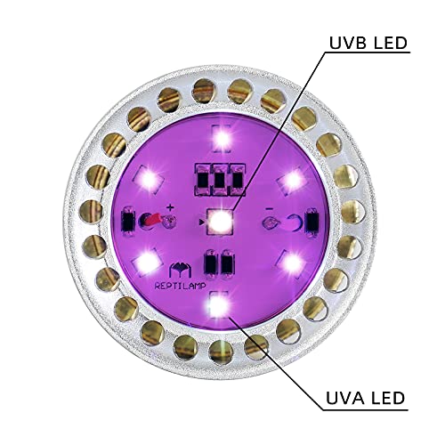 REPTILAMP UVA UVB Reptile Light Lamp, R6208 UV LED Replacement for 26 Watts UVB5.0 CFL Bulb