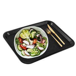 SHEUTSAN 8 Packs 16 x 12 Inches Plastic Fast Food Trays, Non-Slip Rectangular Restaurant Cafeteria Serving Trays, Sturdy Black Storage Trays Food Service Trays, for Household and Business Use