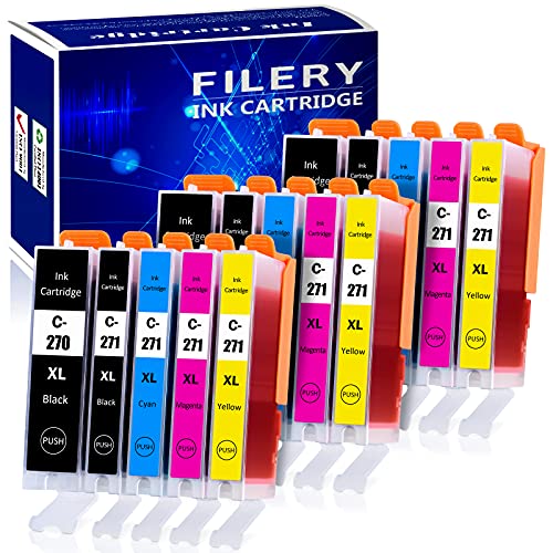 Filery 15-Pack Compatible Ink Cartridge Replacement for Canon PGI-270XL CLI-271XL Ink 270XL 271XL Used for PIXMA MG7720 MG5720 MG6820 TS8020 TS9020 TS6020 MG6821 MG5721 MG5722 MG6822 TS5020 Printer