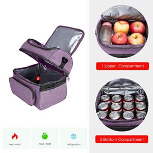 Dual Compartment lunch bag with Shoulder Strap Leakproof Insulated Cooler Bag Tote with Lunchbox Belt for Men Women Adults Work