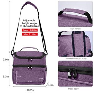 Dual Compartment lunch bag with Shoulder Strap Leakproof Insulated Cooler Bag Tote with Lunchbox Belt for Men Women Adults Work