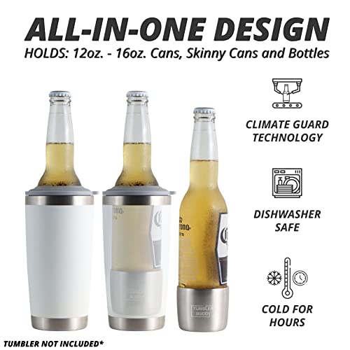 Tumbler Buddy Insulated Can Holder – Vacuum-Sealed Stainless Steel – Beer Bottle Insulator for Cold Beverages –Thermos Beer Cooler Suited for Any Size Drink - One Size Fits All - Tumbler Not Included