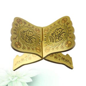 EXCEART Wooden Book Stand Islamic Eid Mubarak Bible Bookshelf Prayer Quran Display Rack Holder for Ramadan Mubarak Decorations