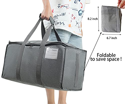 Dongawin Heavy-duty oversized storage bags, moving bag, tote bag for travel, luggage bags, camping, Christmas decoration storage., Gray, One Size